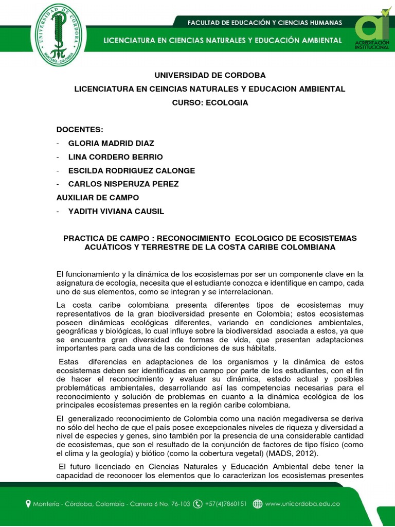 Guia General Ecologia Practica Santa Marta | PDF | Ecosistema | Selva