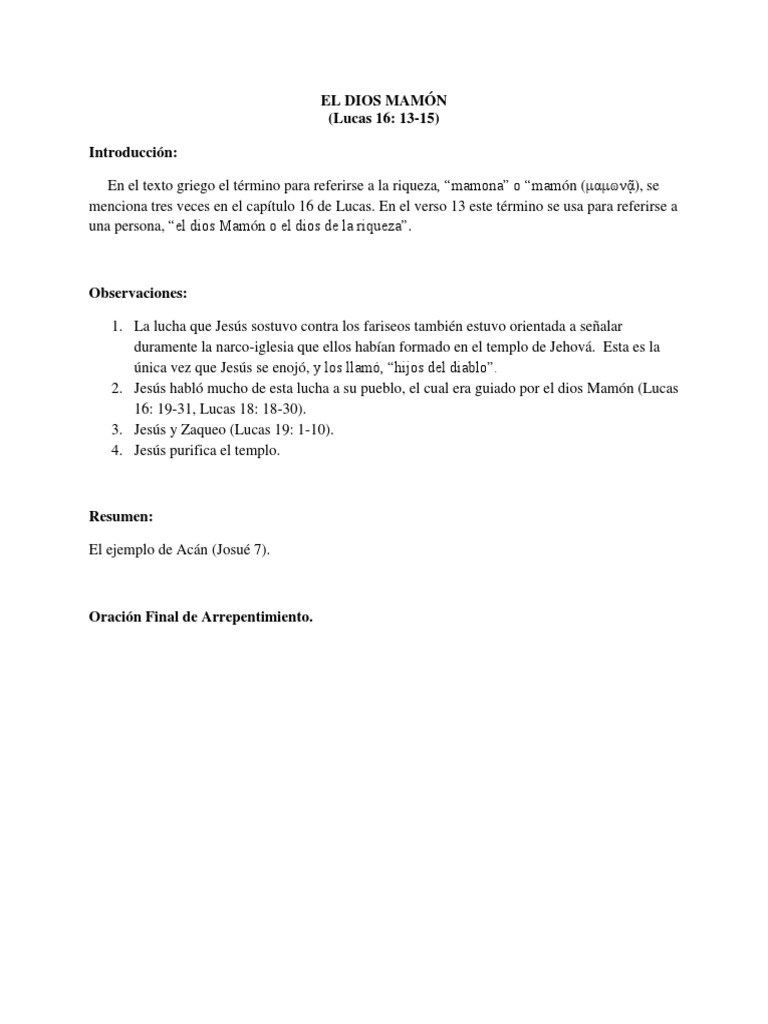 El Dios Mamón | PDF