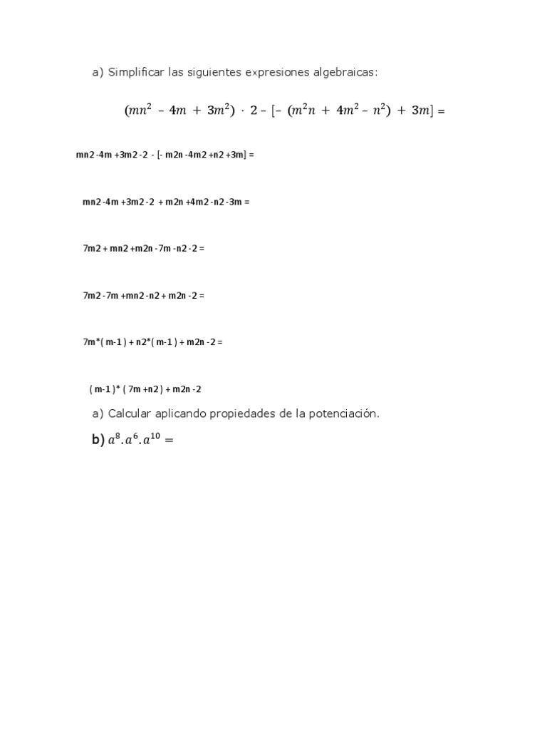 Simplificar | Descargar gratis PDF | Álgebra | Enseñanza de matemática