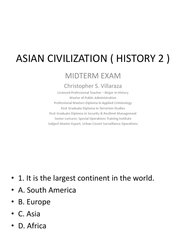 Asian Civilization (History 2) Midterm | PDF | Japan | China