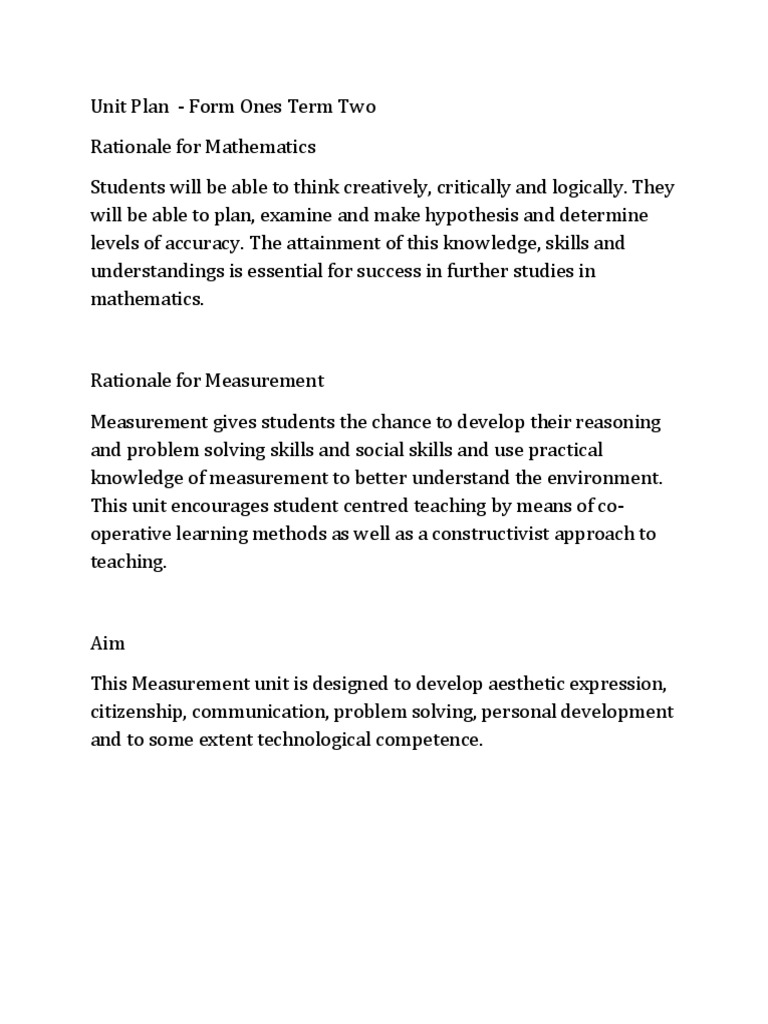 Scheme of Work For Form Ones | PDF | Area | Shape