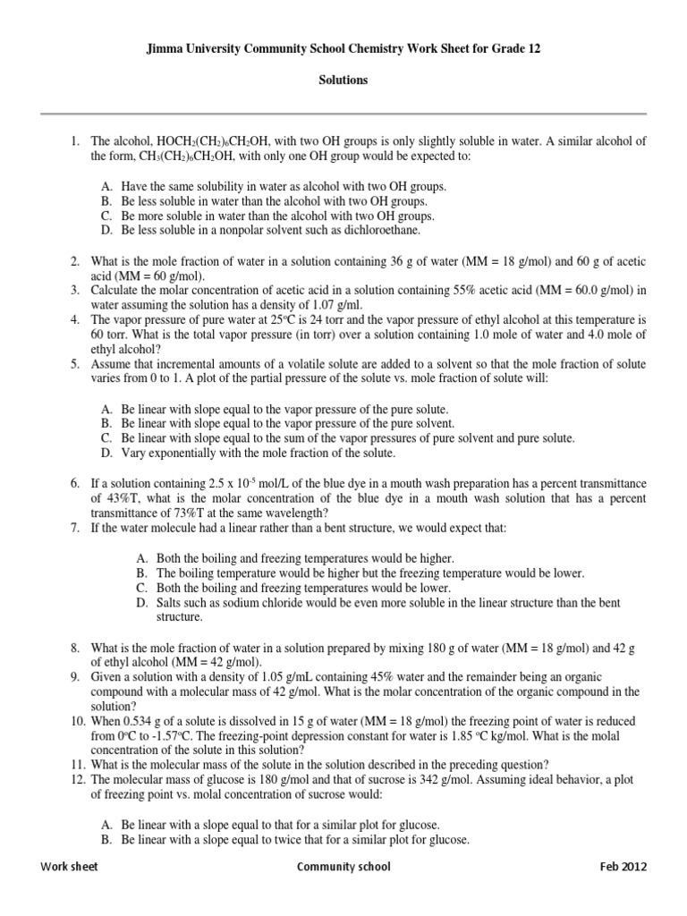 Chemistry | PDF | Solution | Solubility