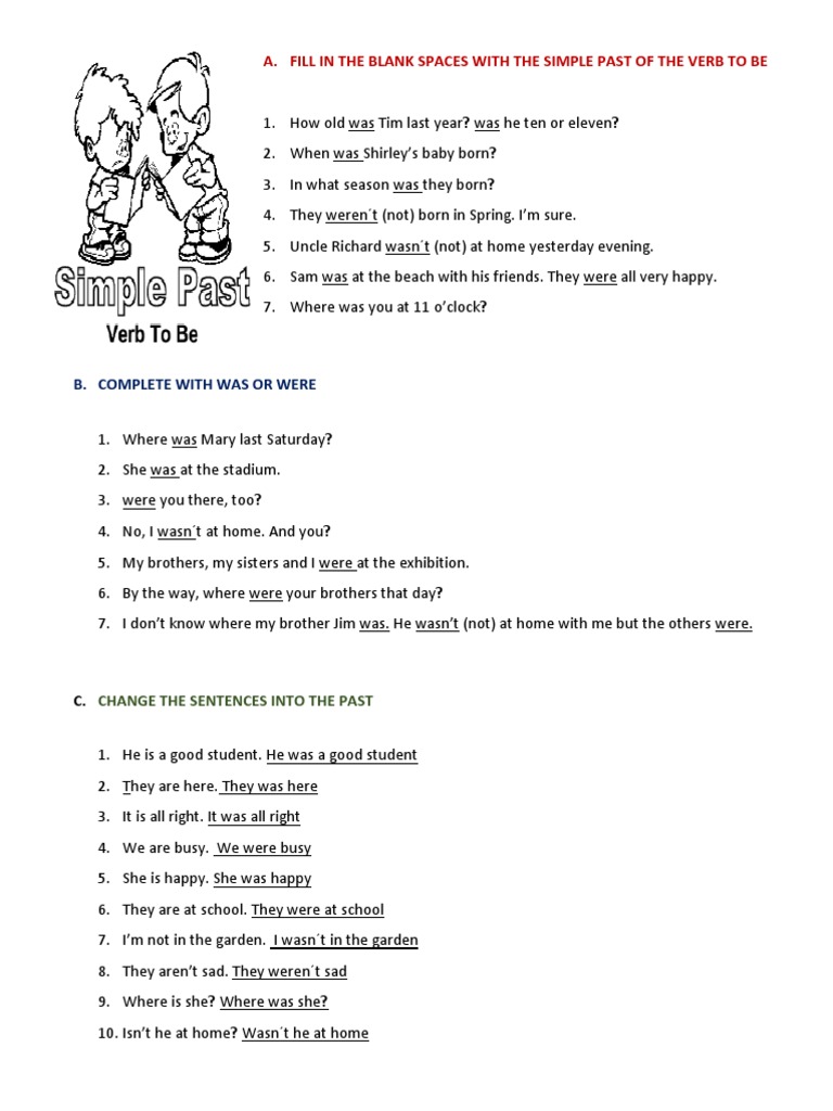 PAST SIMPLE Verb To Be Worksheet | PDF | Language Arts & Discipline