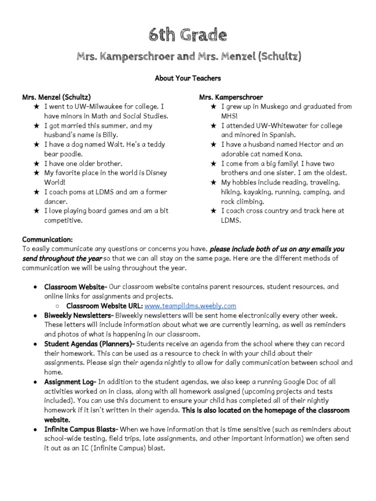 Open House Letter 19-20 | PDF | Homework | Pedagogy