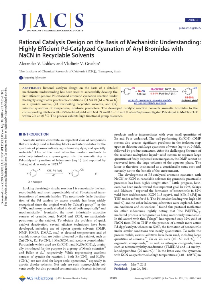Efficient Pd-Catalyzed Cyanation Reaction | PDF | Cyanide | Palladium