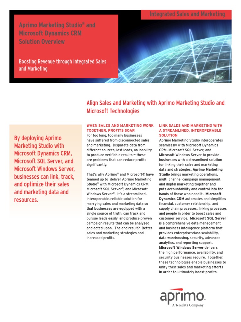 Aprimo Marketing Studio and Microsoft Dynamics CRM Solution Overview ...