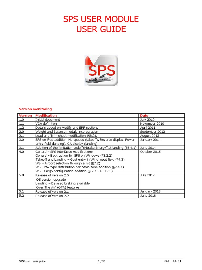 SPS User - User Guide | PDF | Takeoff | Computer Keyboard