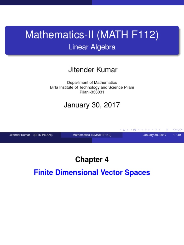 Linear Algebra Lec 2 | PDF | Linear Subspace | Vector Space