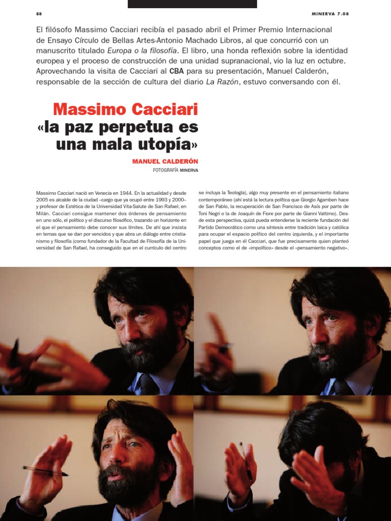 Massimo Cacciari La Paz Perpetua Es Una Mala Utopia 5327 | PDF | Mal | Amor Massimo Cacciari La Paz Perpetua Es Una Mala Utopia 5327 | PDF | Mal | Amor