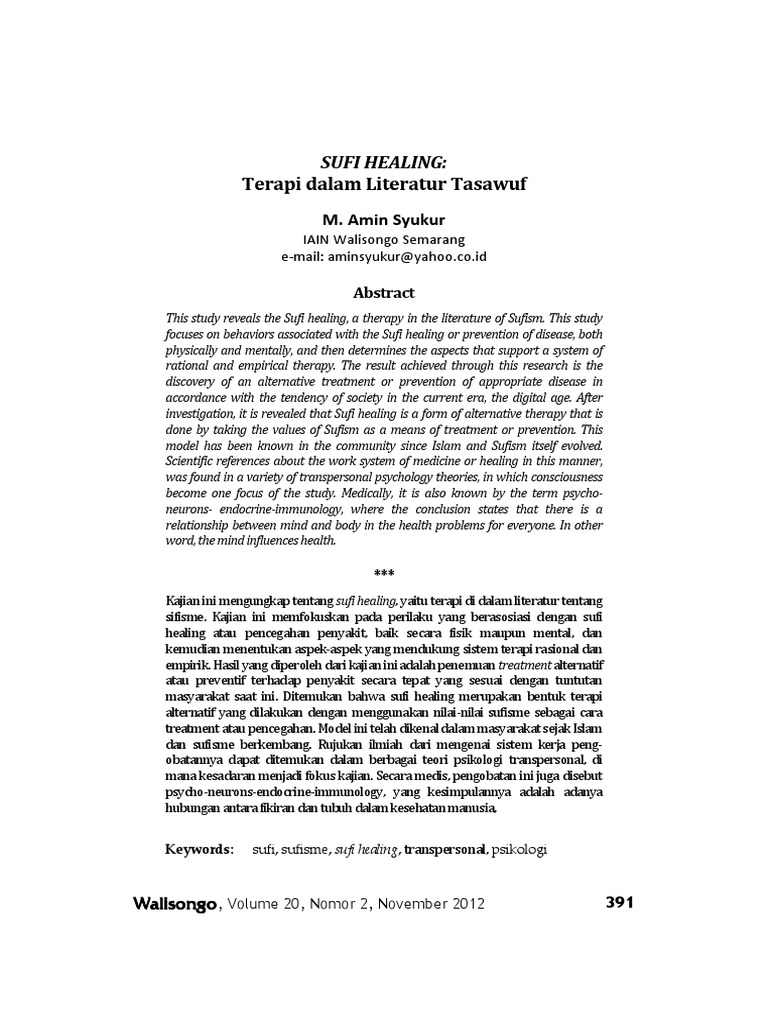 Sufi Healing: Terapi Alternatif Sufisme | PDF | Sains & Matematika ...