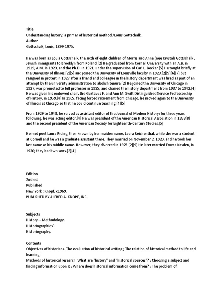 Understanding Historical Method: A Primer on the Techniques, Styles ...