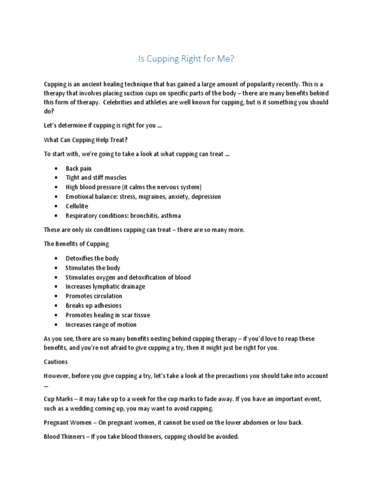 Cupping Therapy and Blood Thinners | PDF | Medical Treatments ...