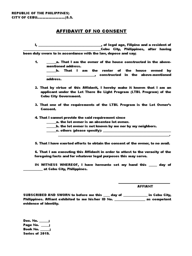 Affidavit of No Consent | PDF