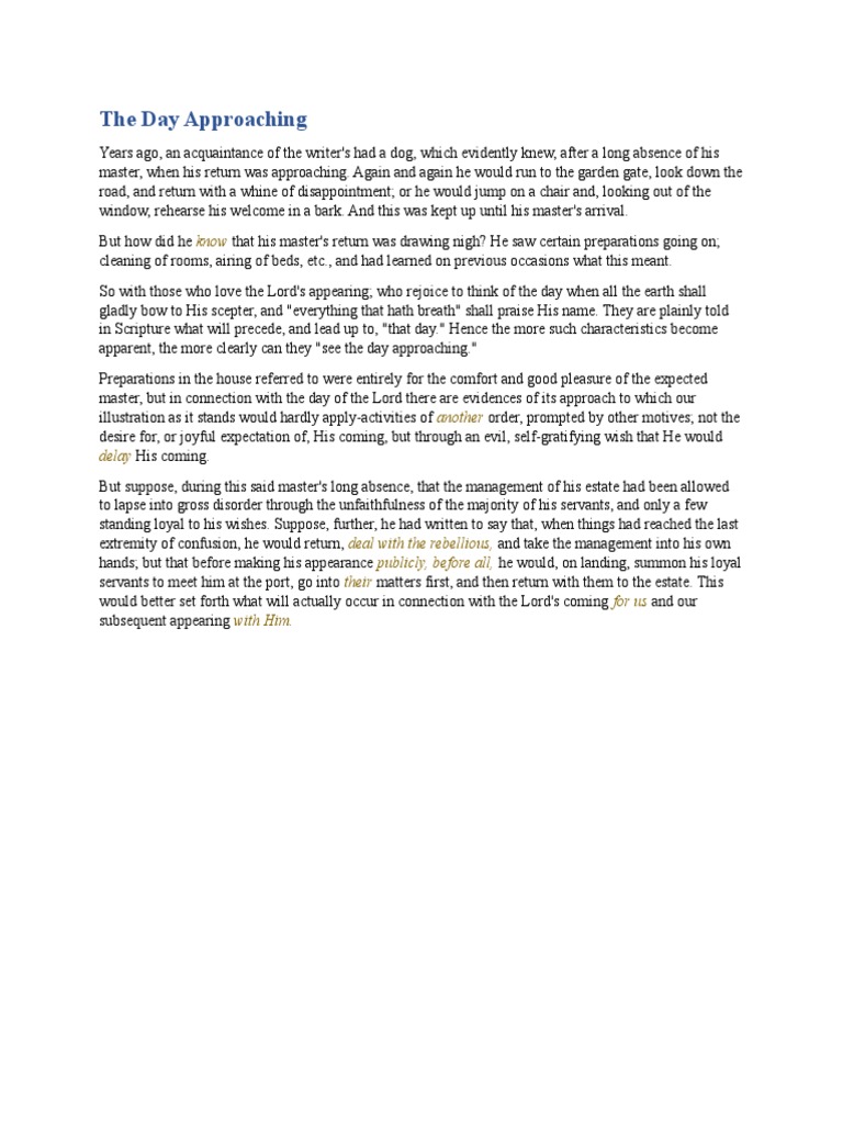 The Day Approaching | PDF