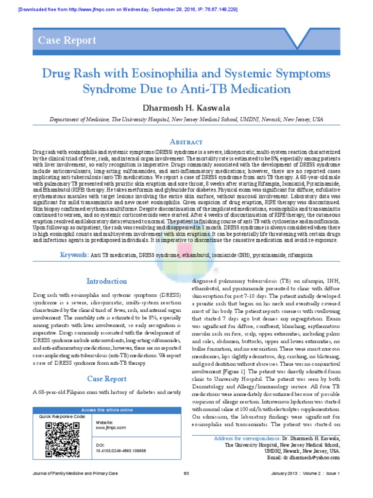 Drug Rash With Eosinophilia and Systemic Symptoms PDF | PDF | Clinical ...