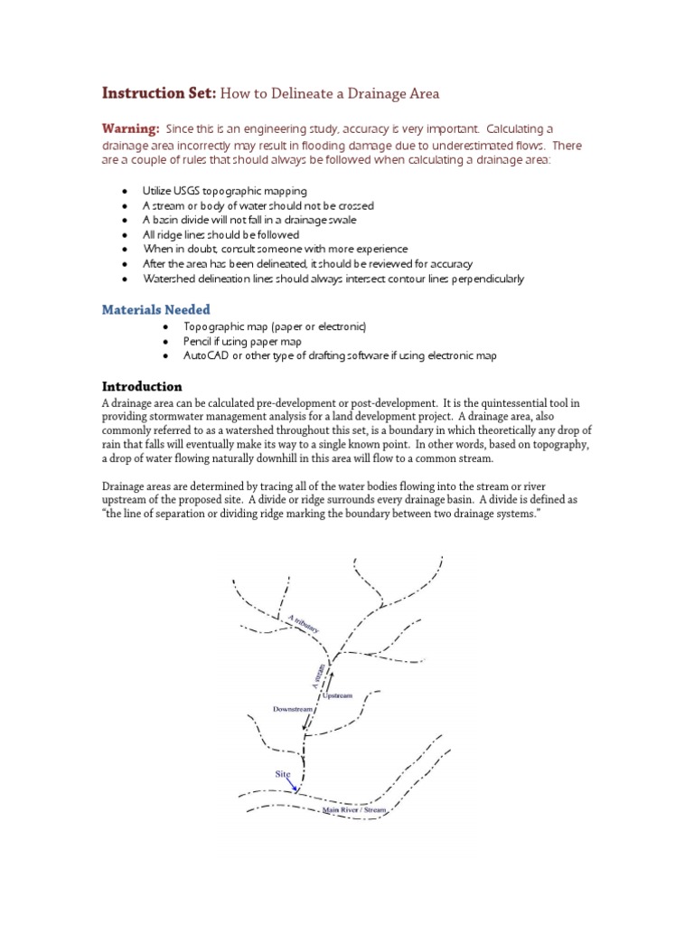 Instruction Set On Delineation of Drainage Area | PDF | Contour Line ...