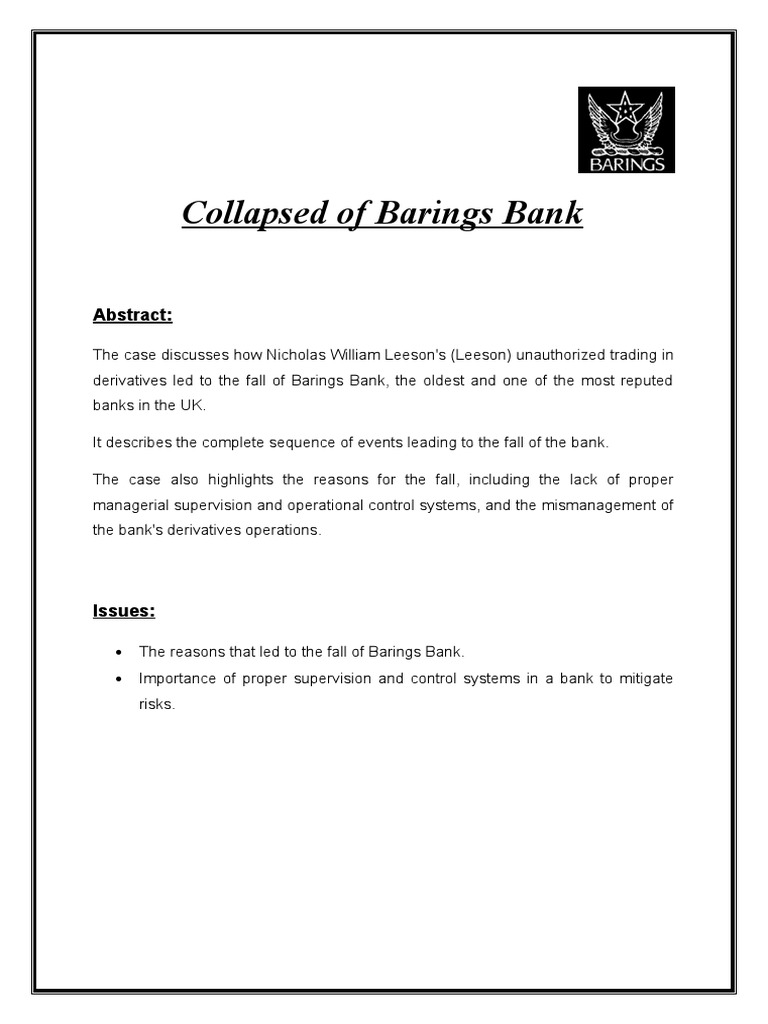 Collapsed of Barings Bank | PDF | Derivative (Finance) | Ing Group
