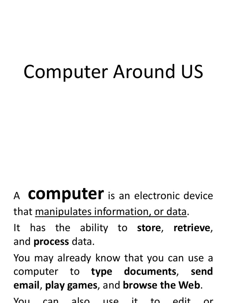 Computer 5 Lesson 1-Computer Around Us | PDF | Tablet Computer | Video ...