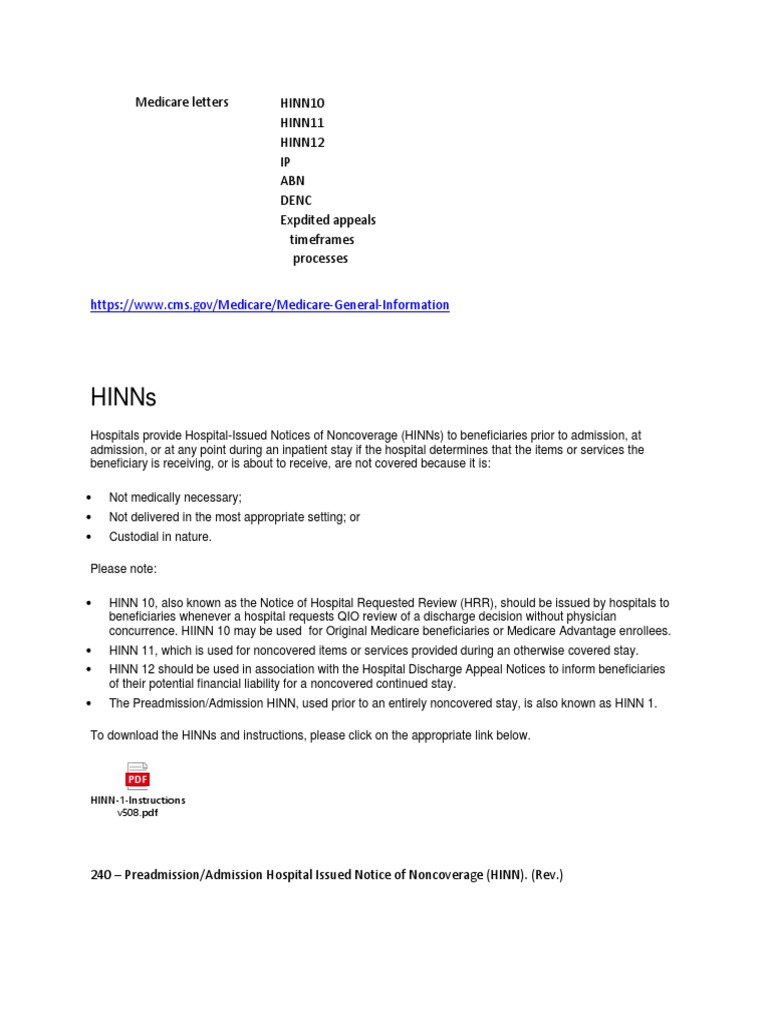 Understanding Medicare HINN Notices | PDF | Medicare (United States ...