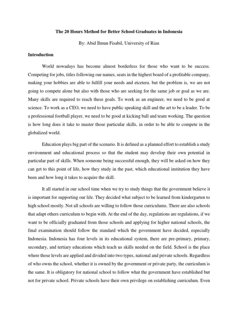 Contoh Essay Berbahasa Inggris | PDF | Programme For International ...