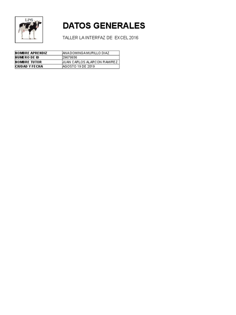 Taller Interfaz Excel 2016 | PDF