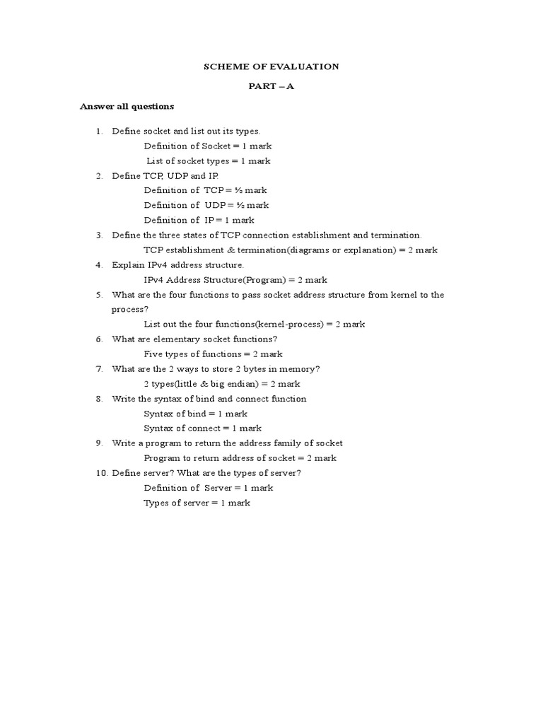 Scheme of Evaluation Part - A Answer All Questions | PDF | Internet ...