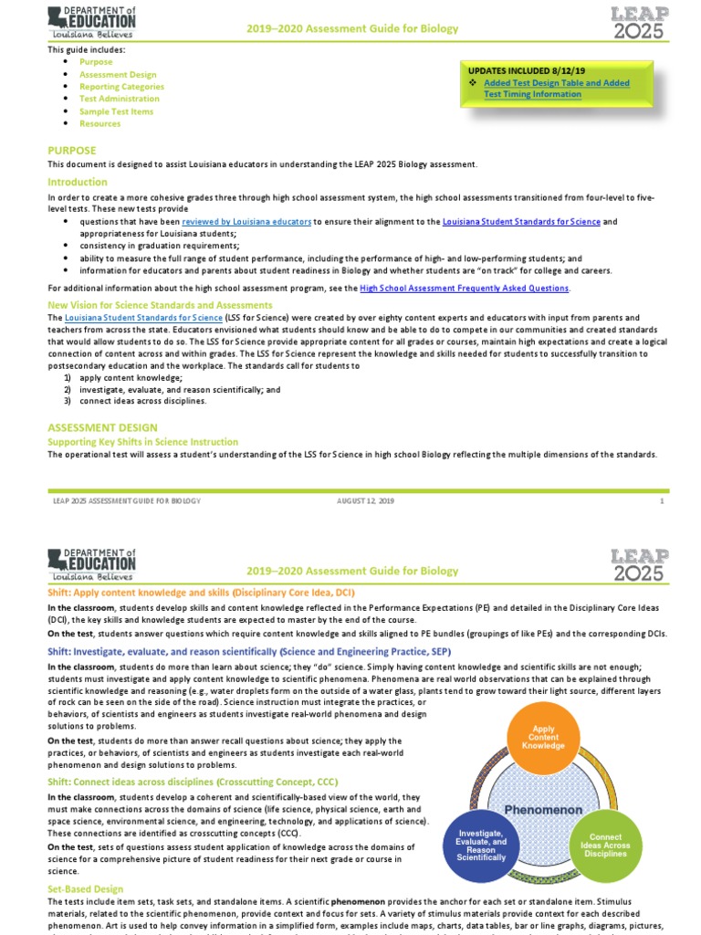 Leap 2025 Assessment Guide For Biology PDF | PDF | Proteins | Genetics