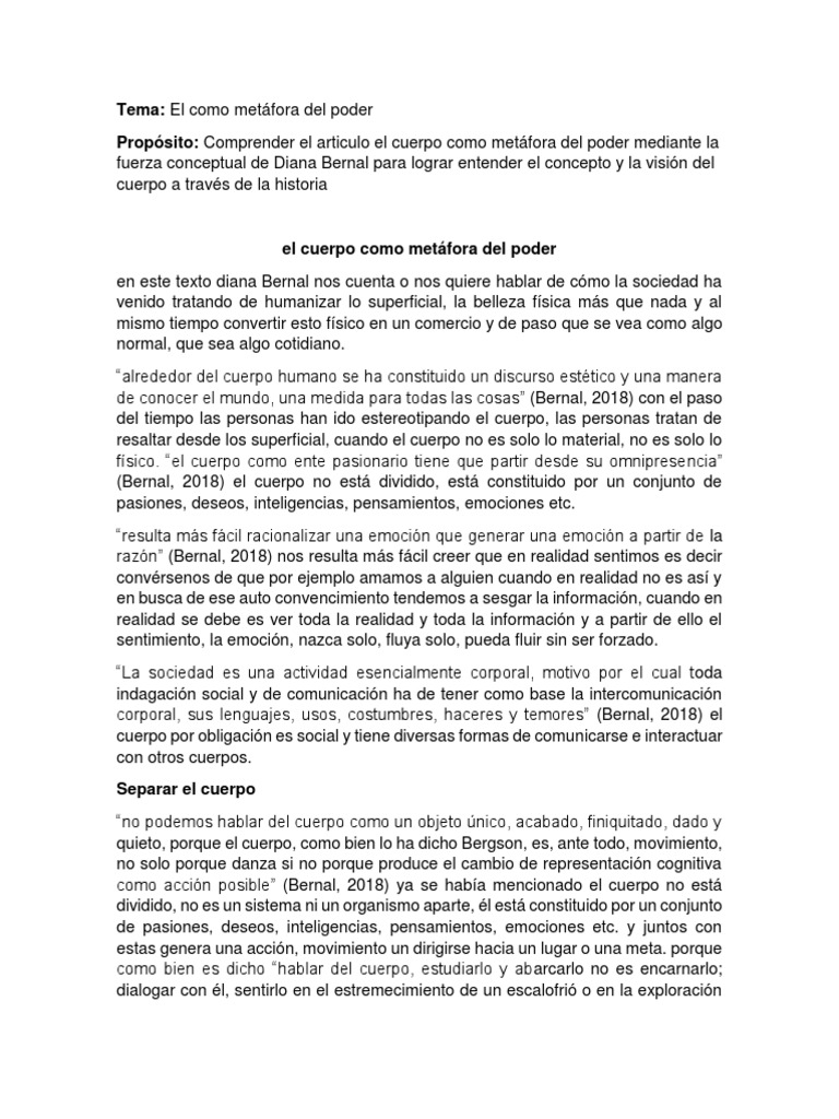 El cuerpo como metáfora del poder a través de la historia | PDF ...