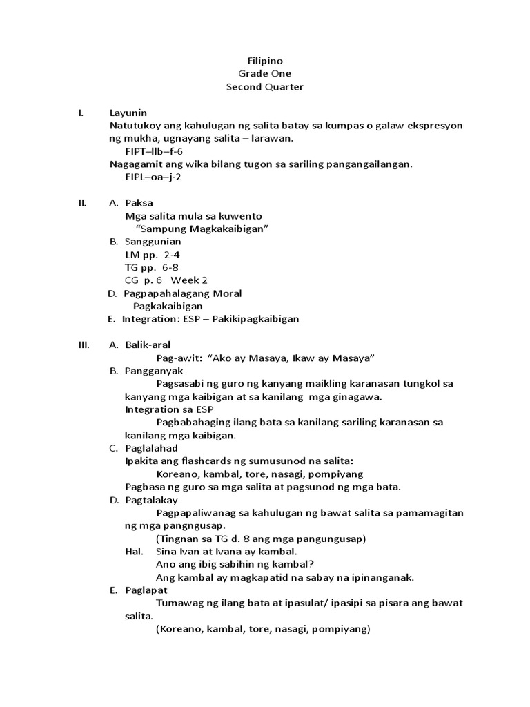 Filipino Lessonplan | PDF