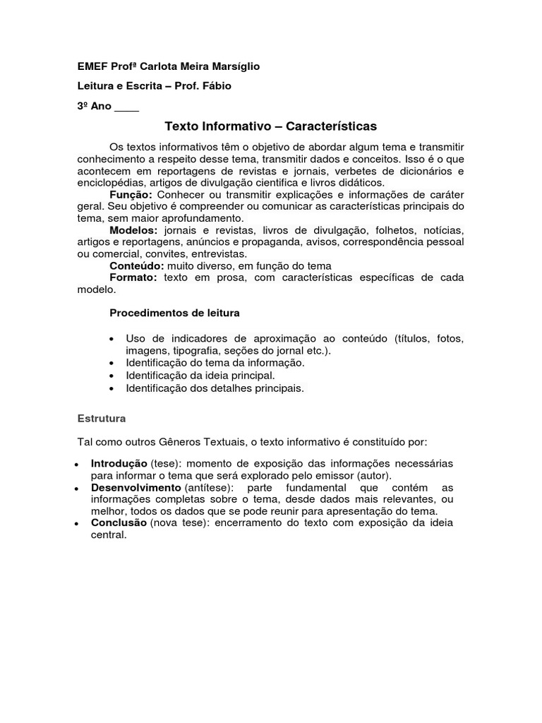 Texto Informativo Explicação | PDF