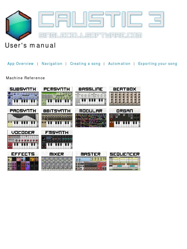 Caustic 3 User Manual Overview | PDF | Synthesizer | Sound Technology