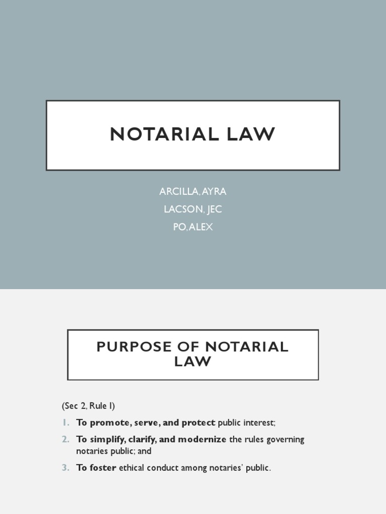 Notarial Law: Arcilla, Ayra Lacson, Jec Po, Alex | PDF | Notary Public ...