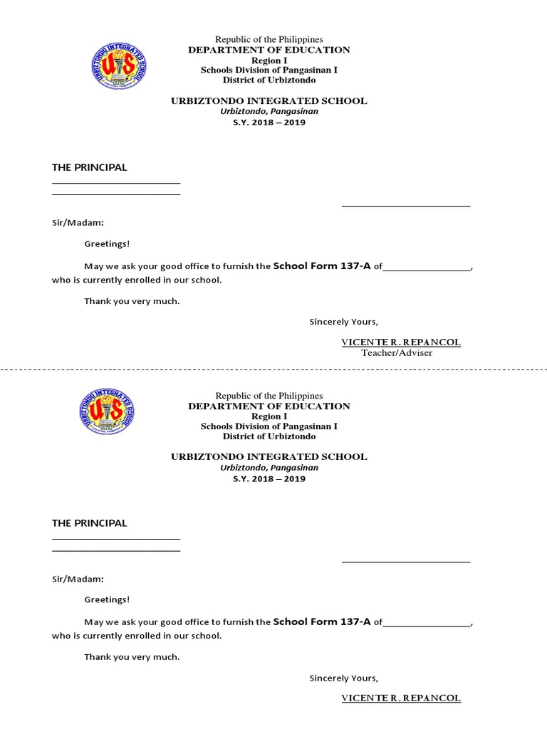 Department of Education: School Form 137-A | PDF | Schools | Learning