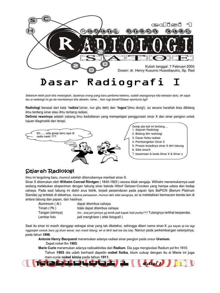 Edisi 1 - Dasar Radiologi I | PDF