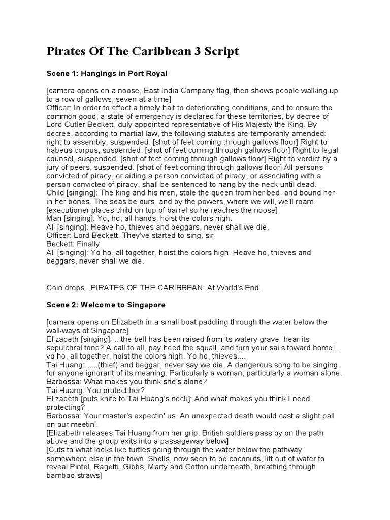 Pirates of The Caribbean 3 Script | PDF