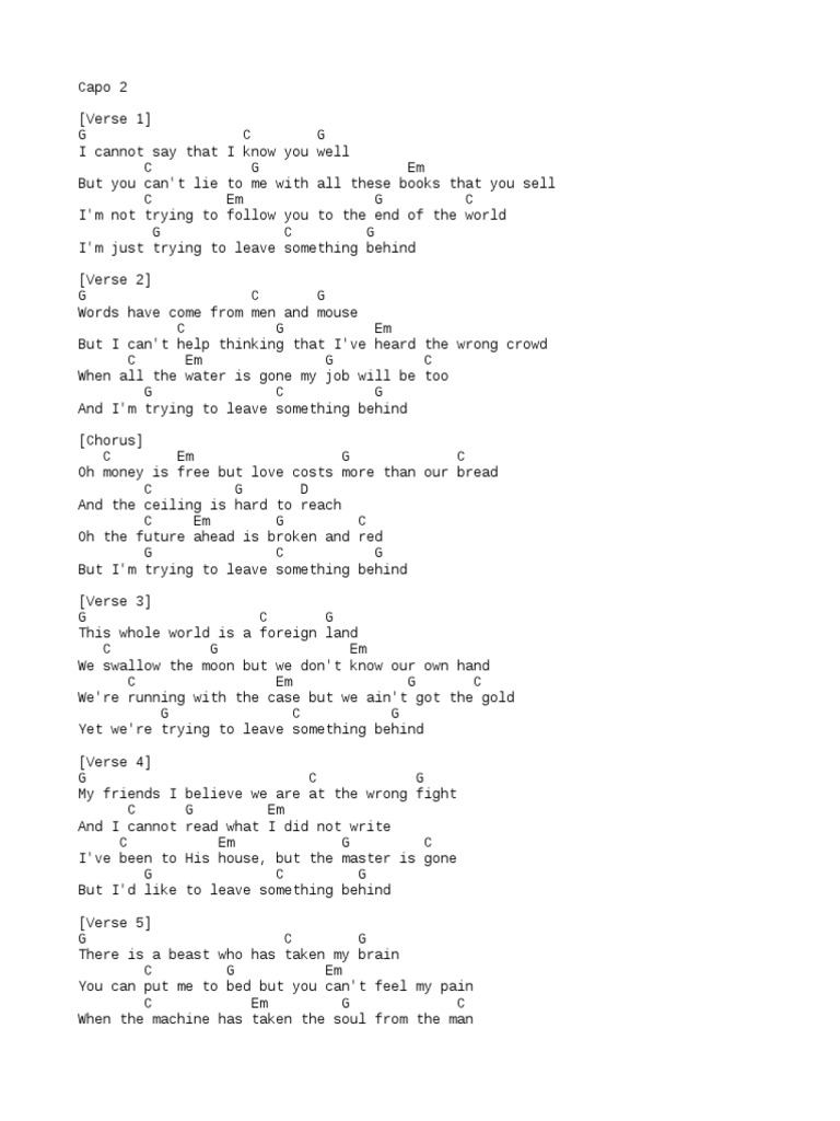 Sean Rowe - Leave Something Behind | PDF | Song Structure