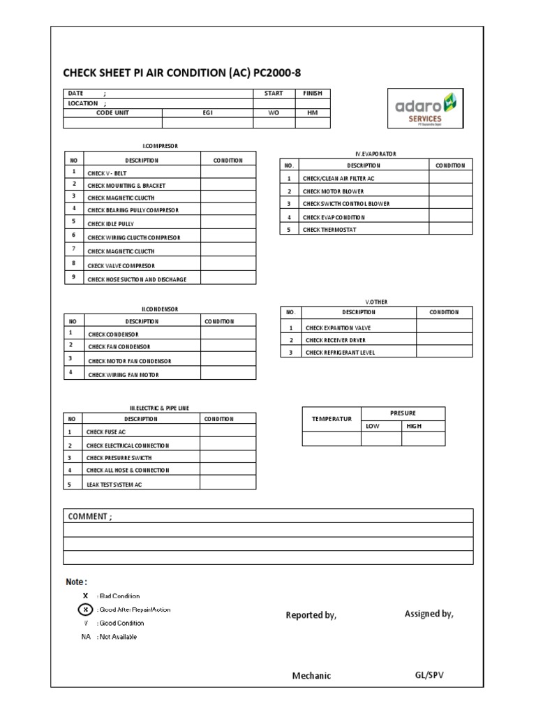 Check Sheet Pi Ac | PDF | Heat Transfer | Heating, Ventilating, And Air ...
