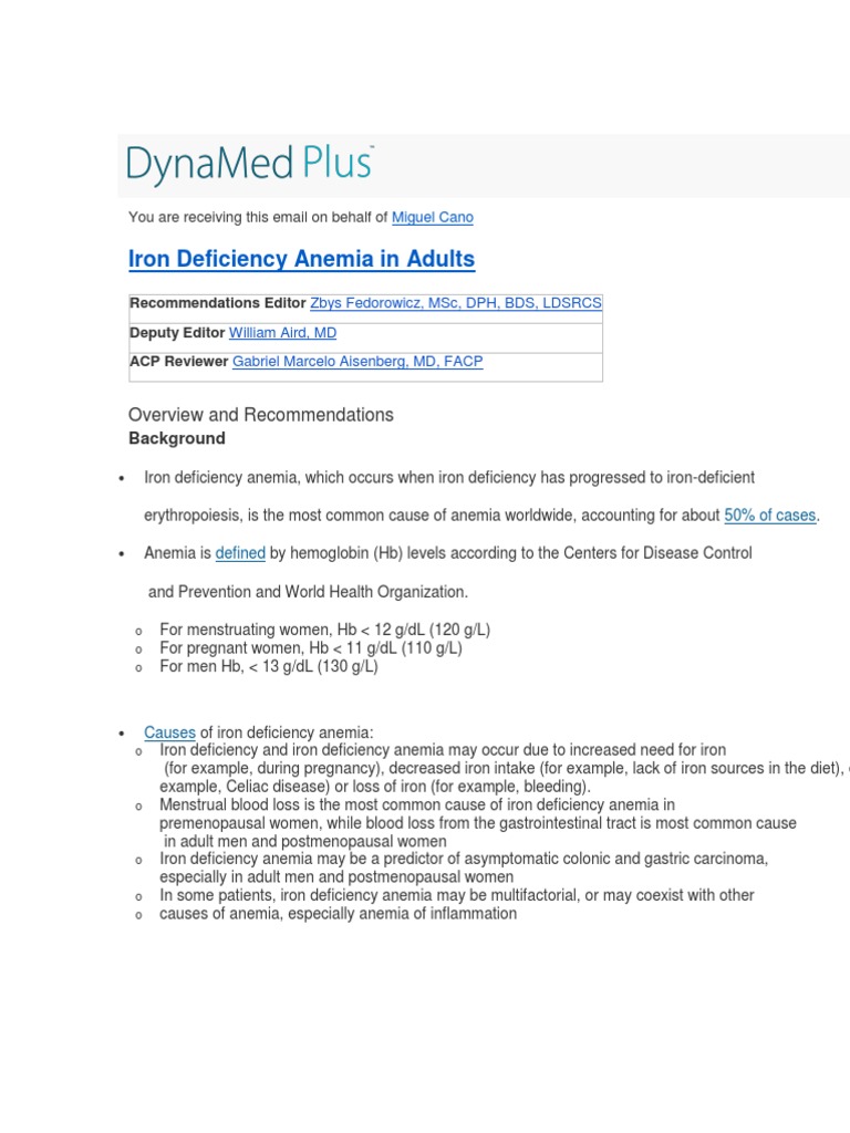 Iron Deficiency Anemia in Adults | PDF | Anemia | Bariatric Surgery