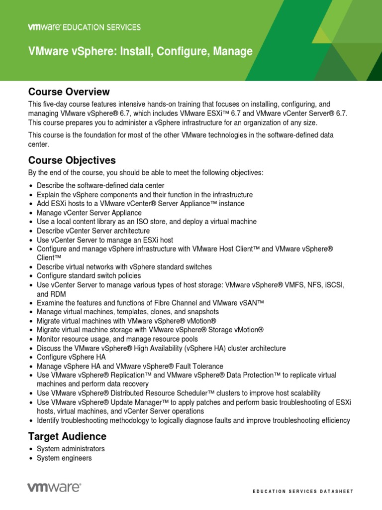 Install and Configure V-Sphere 6.7 | PDF | V Mware | Server (Computing)