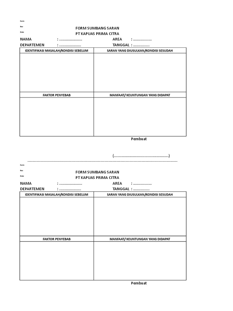 Form Sumbang Saran | PDF