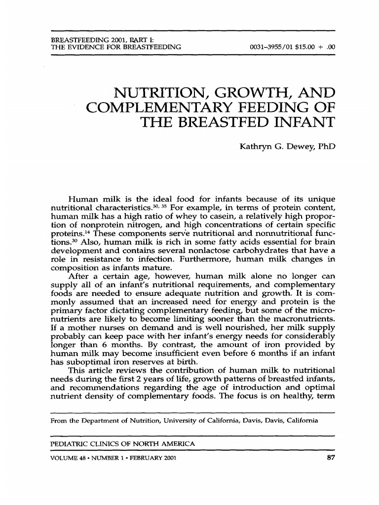 Nutrition, Growth, and Complementary Feeding of The Breastfed Infant ...