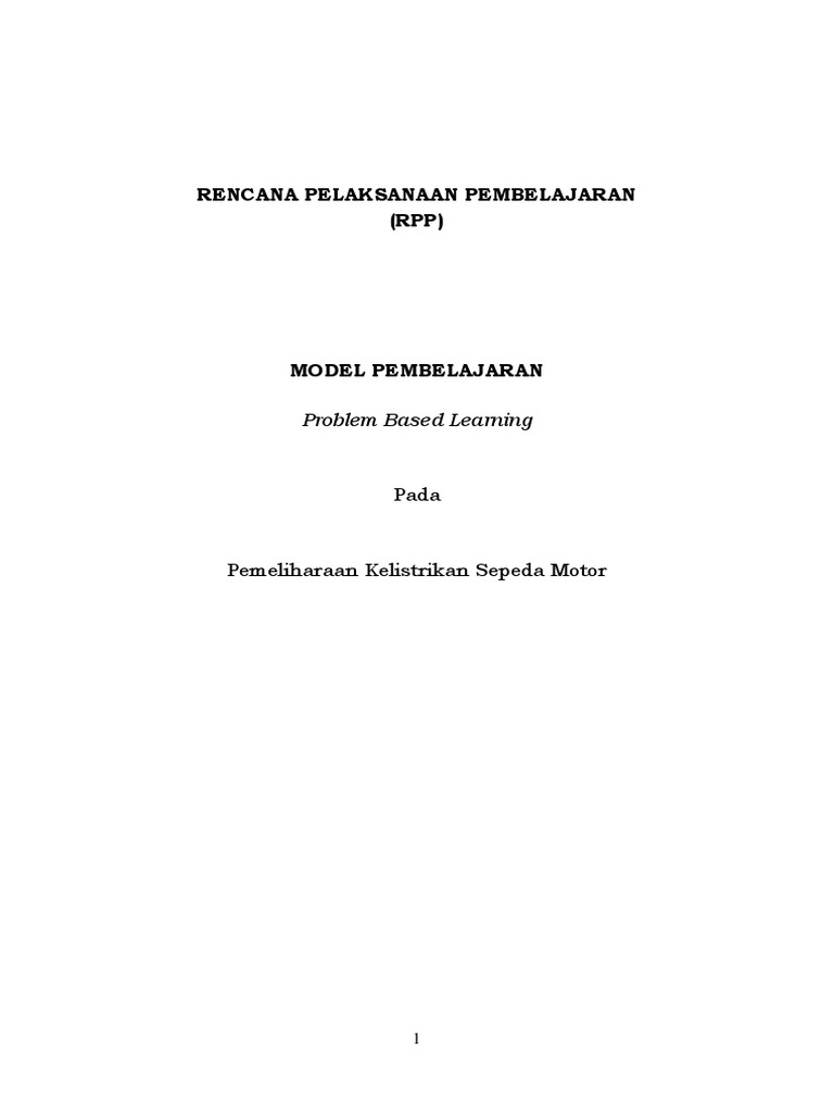 Rencana Pelaksanaan Pembelajaran (RPP) : Problem Based Learning | PDF ...