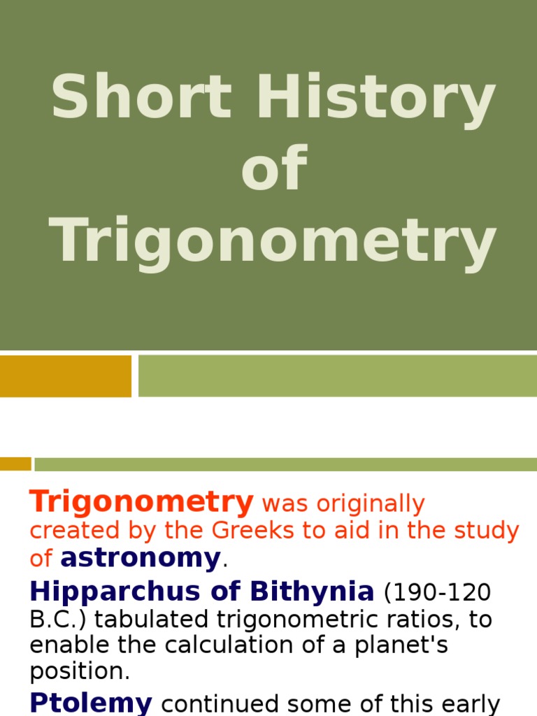 History | PDF | Trigonometry | Trigonometric Functions