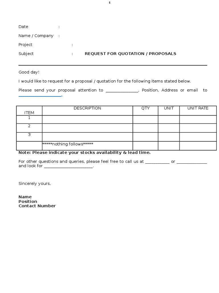Request For Quotation | PDF