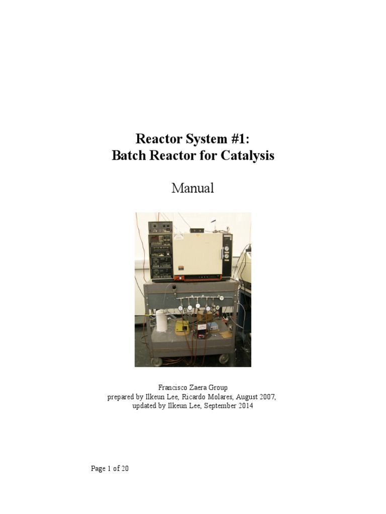 Batch Reactor Catalysis Manual | PDF | Gas Chromatography | Chemical ...