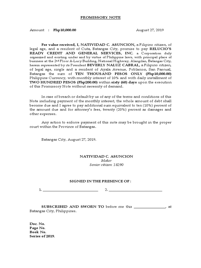 Promissory Note | PDF