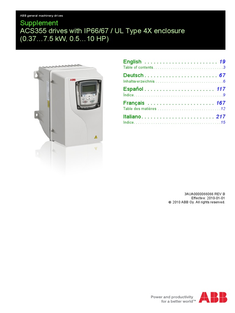 ACS355 Drives With IP66/67 / UL Type 4X Enclosure (0.37 7.5 KW, 0.5 10 ...