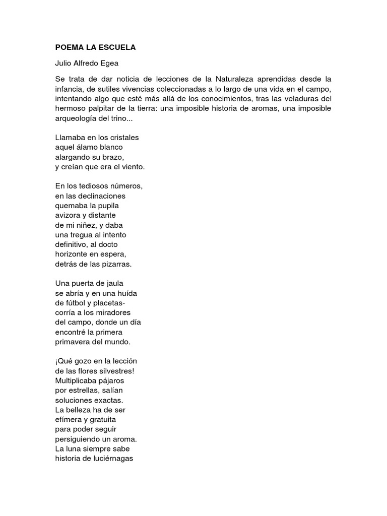 Poema La Escuela Poema Escuela | PDF