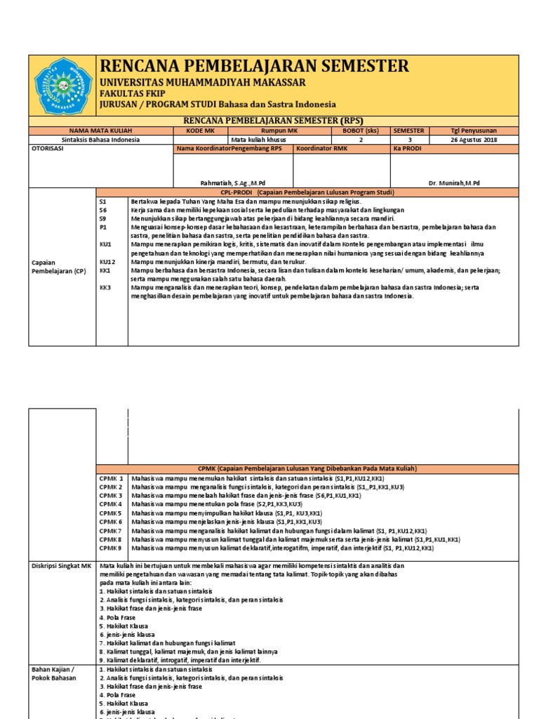 FORMAT RPS Sintaksis | PDF