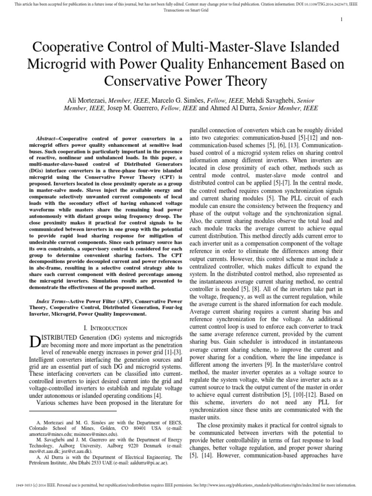 Cooperative Control Multi Master Slave Microgrids | PDF | Power ...